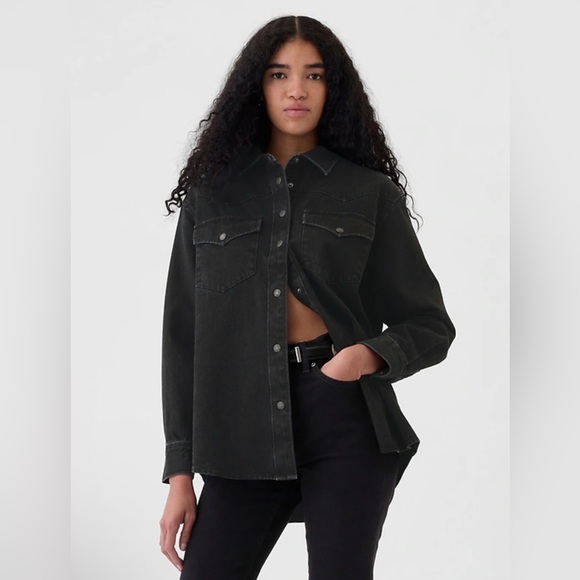 GAP | Jackets & Coats | Gap Womens Denim Western Shirt Jacket Shacket ...